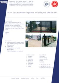 CPD – gate automation, legislation and safety | Jacksons Fencing | ESI ...