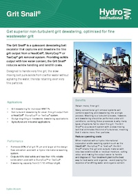 Grit Snail® quiescent dewatering belt escalator | Hydro International ...