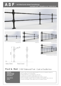 Cast iron post and panel with top rail for town centre | Architectural ...