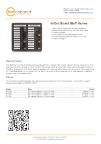Staff In/Out Notice Boards | Notice Board Company | ESI Interior Design