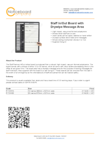 Staff In/Out Notice Boards | Notice Board Company | ESI Interior Design