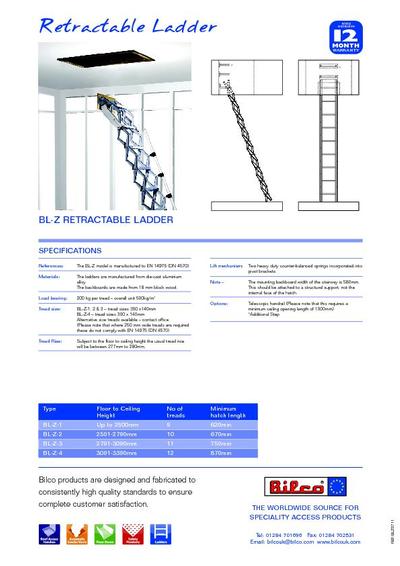 Type BL-Z retractable ladder (optional retractable door) | Bilco UK ...