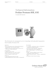 Promass 80/83 Coriolis mass flowmeter | Endress+Hauser | ESI Enviropro