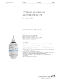 Micropilot FMR10 free-space radar for level measurement | Endress ...