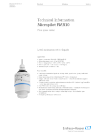 Micropilot FMR10 free-space radar for level measurement | Endress ...