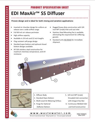MaxAir™ SS stainless steel diffuser | Environmental Dynamics International | ESI Enviropro