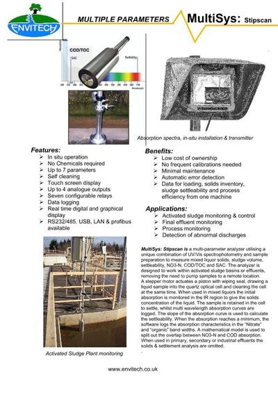 MultiSys-Stipscan in situ wastewater monitor | Envitech | ESI Enviropro