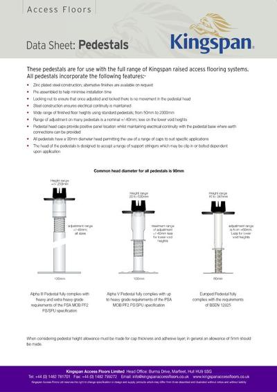 Alpha 5 steel pedestals for raised access floors | Kingspan Access ...
