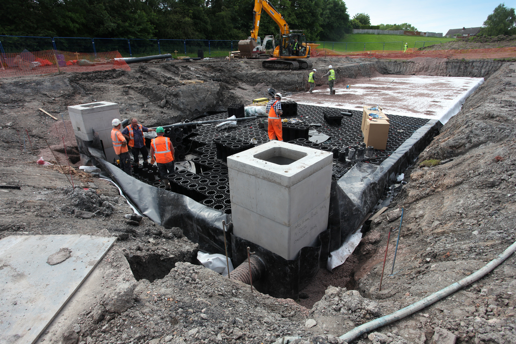 Cellular stormwater management in Academy SuDS design | ACO Water ...