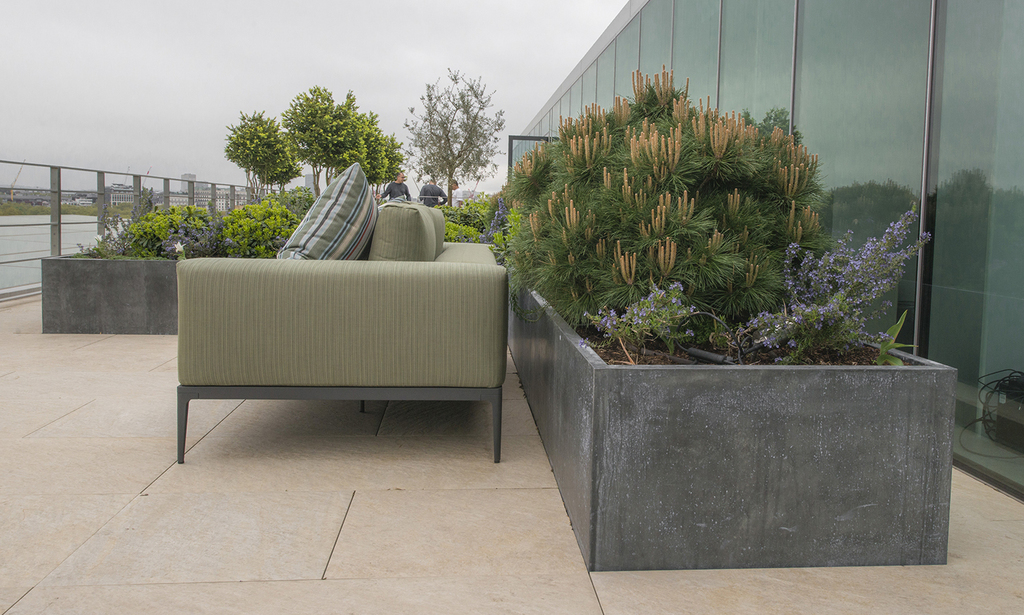 Bespoke zinc planters | IOTA | ESI External Works