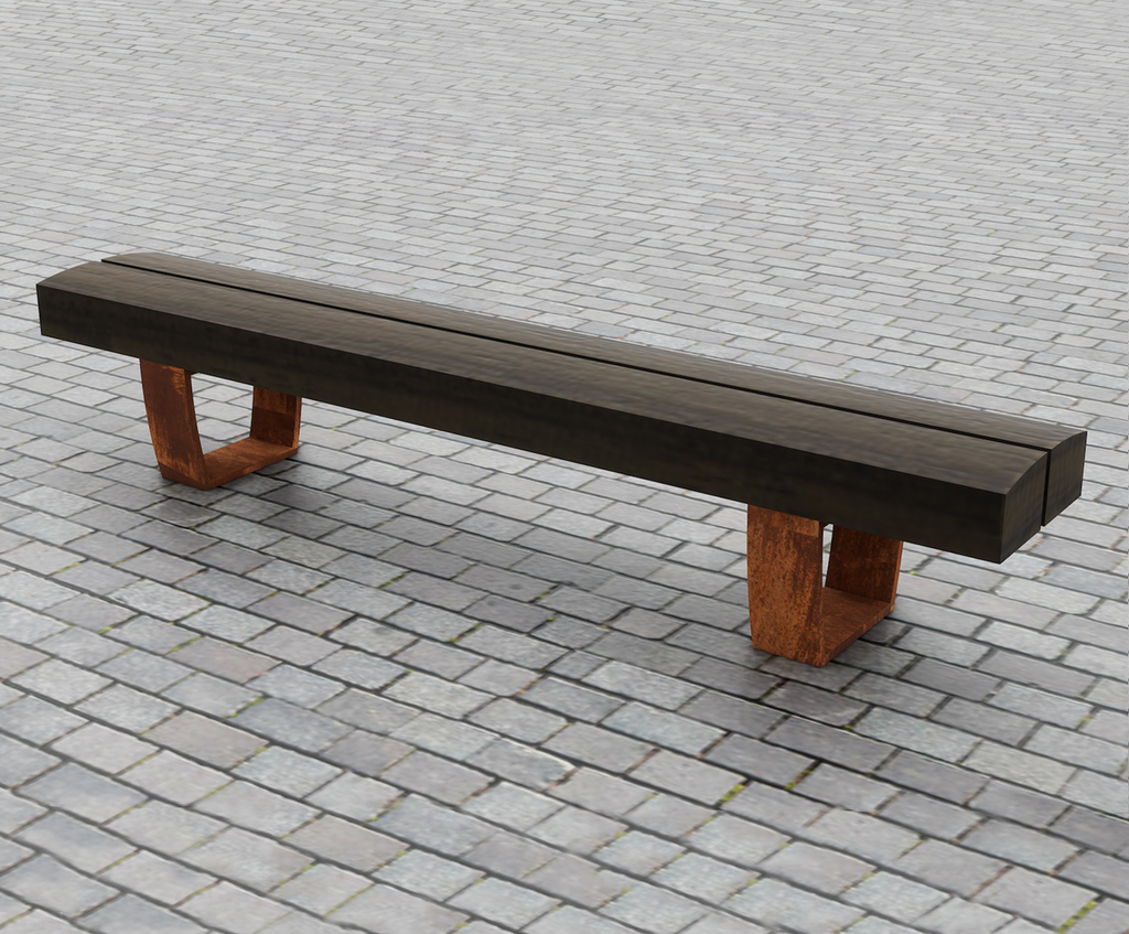 Type 1 up-cycled greenheart timber and corten bench | Chris Nangle ...