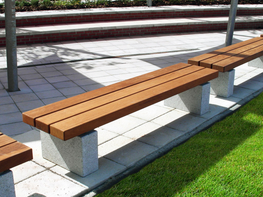 Sheldon Chunky Timber Top Plinth Mounted Bench - SBN331 | Langley ...