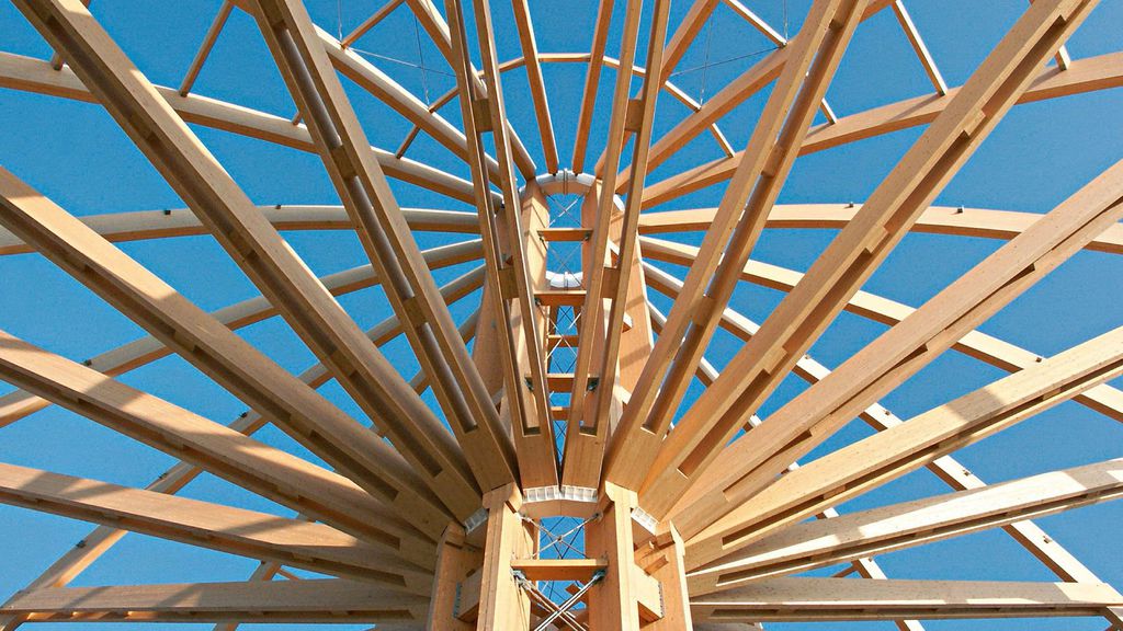 Spruce glulam beams for roof frames | Rubner Holzbau | ESI Building Design