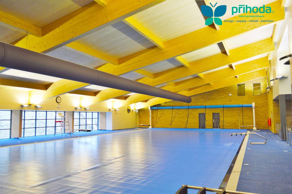 Fabric ducting for swimming pool aircon system | Prihoda UK Ltd | ESI ...