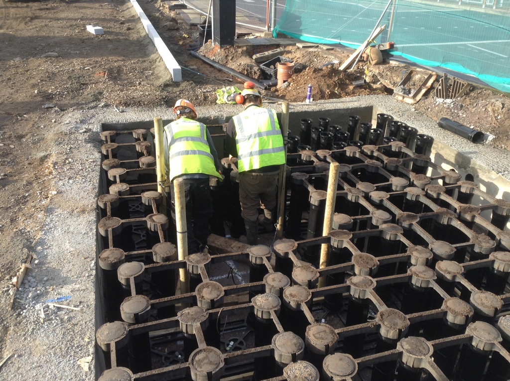 Deeproot Silva Cells tree pit installation, retail park | East Midlands ...