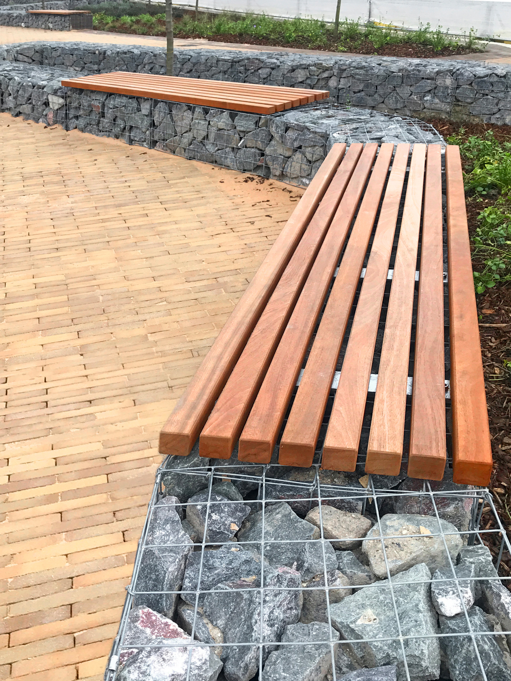 TORD gabion wall benches | Factory Furniture | ESI External Works