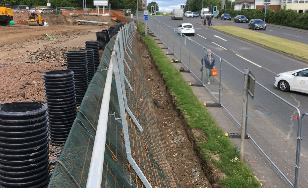 Highway standard reinforced soil wall for retail park | Phi Group | ESI ...