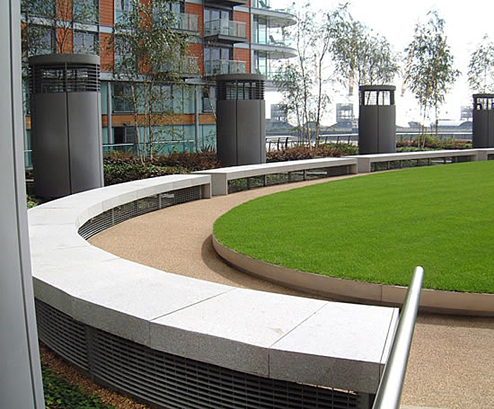 Bespoke grey granite seating | Pomery Natural Stone | ESI External Works