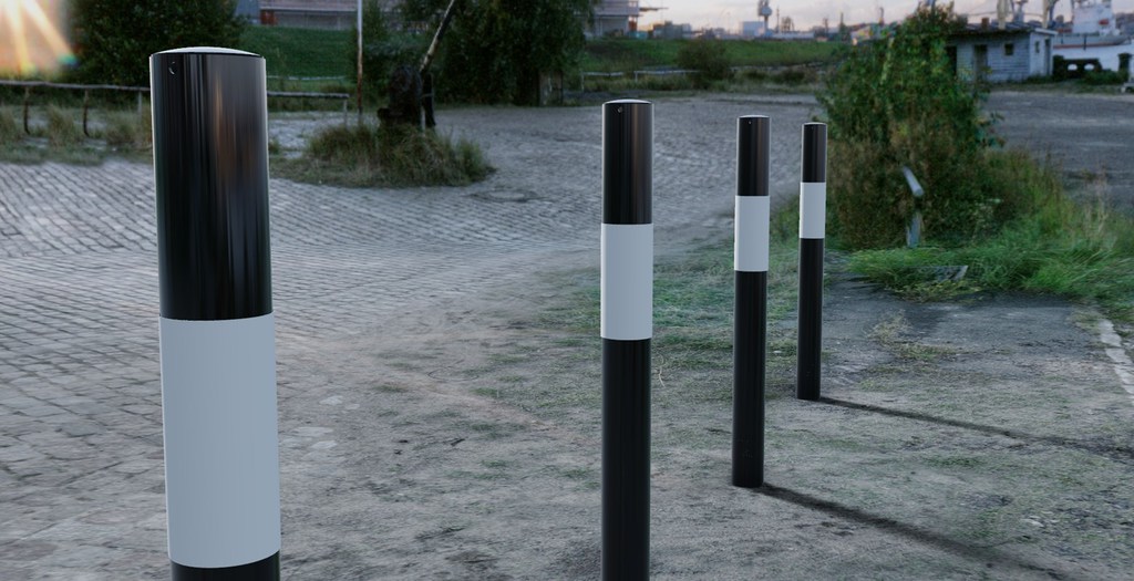 Black & White 1000 - round reflective steel bollard | AUTOPA | ESI ...