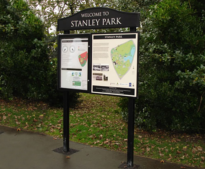 Vertically mounted metal interpretation signs | Shelley Signs | ESI ...