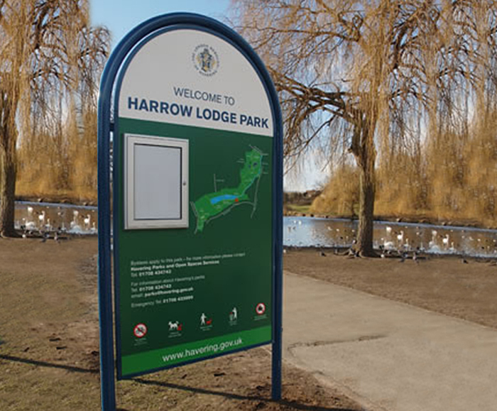 Vertically mounted metal interpretation signs | Shelley Signs | ESI ...