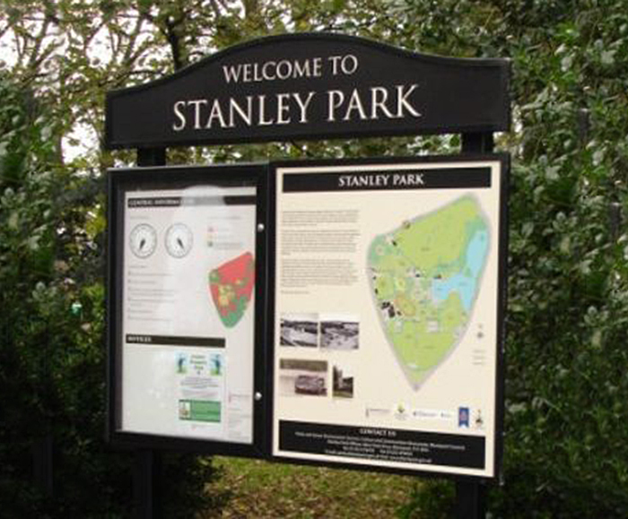 Vertically mounted metal interpretation signs | Shelley Signs | ESI ...