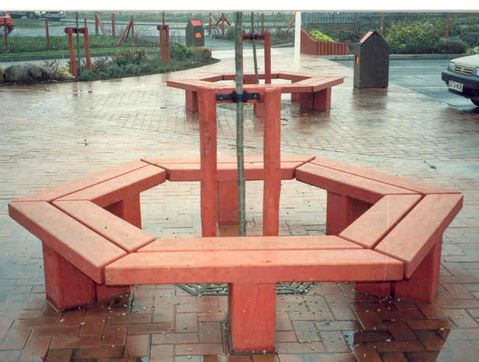 Hexagonal hardwood tree seat | Woodscape | ESI External Works