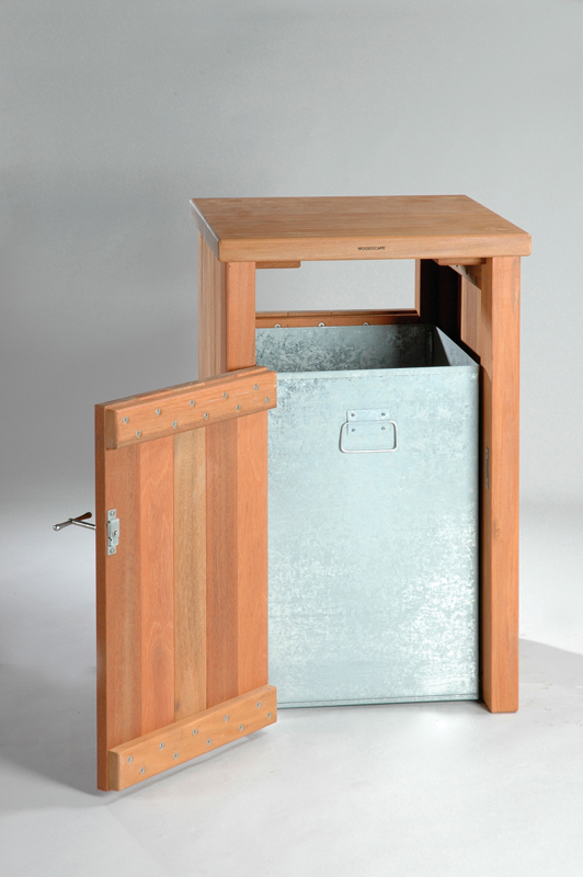 LBS 112 hardwood lockable front opening square bin | Woodscape | ESI ...
