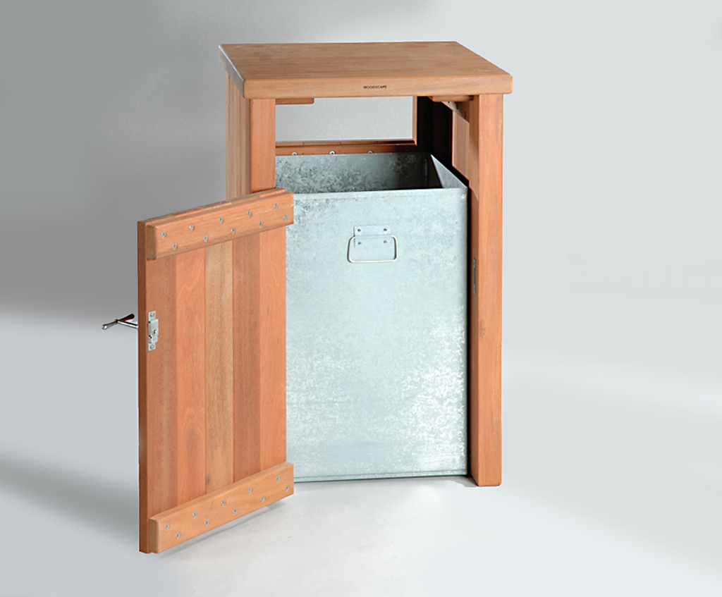 LBS 112 hardwood lockable front opening square bin | Woodscape | ESI ...