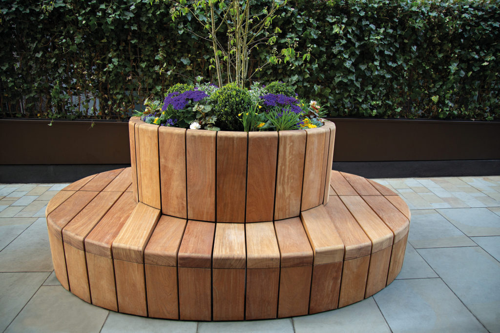 Custom planter seats for public space - St James Market | Woodscape ...