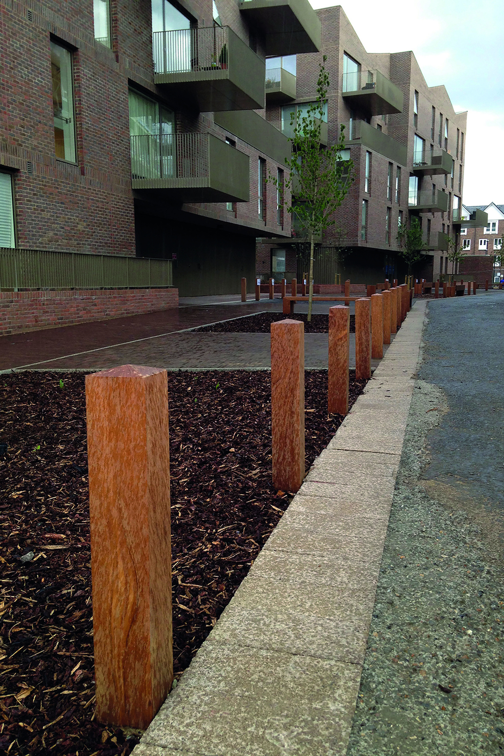 Square profile hardwood bollards | Woodscape | ESI External Works