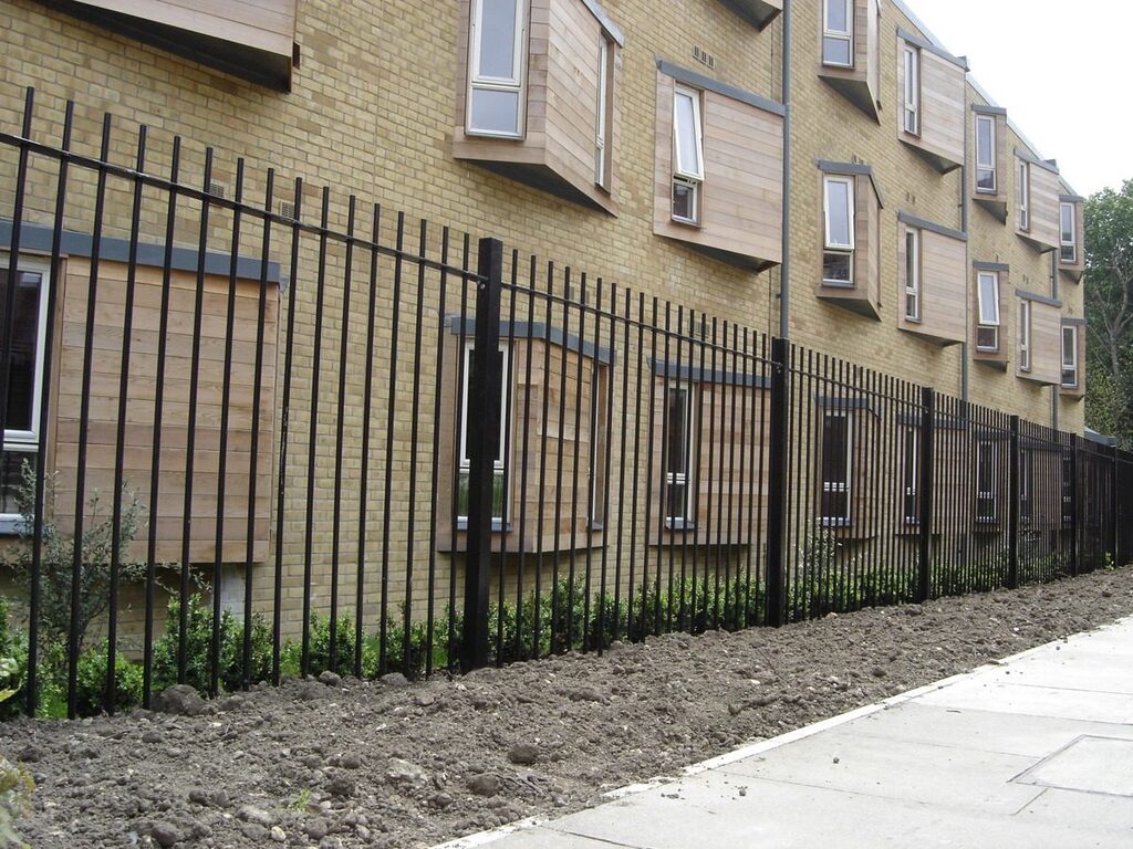 Vertical solid bar steel railings | Zaun | ESI External Works