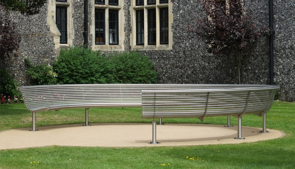Centerline CL010 contemporary curved steel seats | Benchmark Design ...