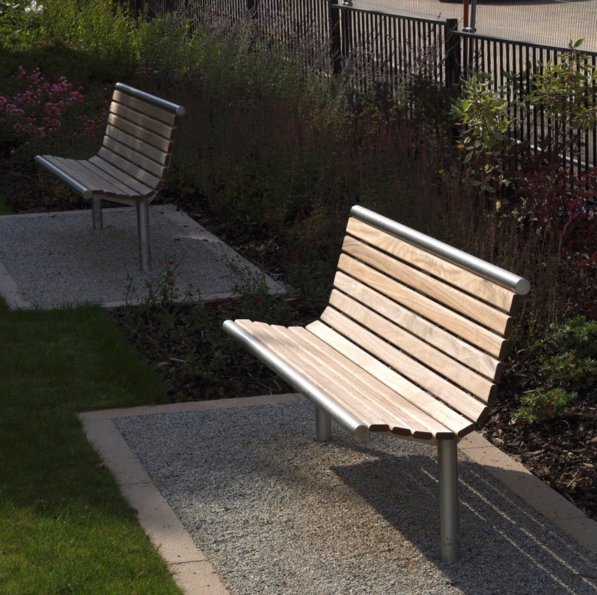 Shoreline SL003 contemporary steel and timber seats | Benchmark Design ...