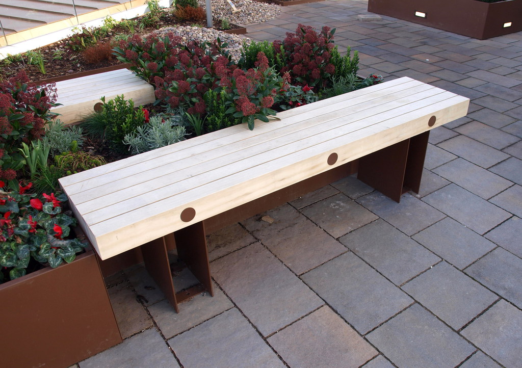 Exeter benches for rooftop garden in central London | Benchmark Design ...