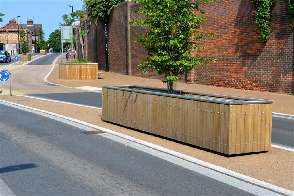 Planters for town centre highways improvement scheme | Street Design ...
