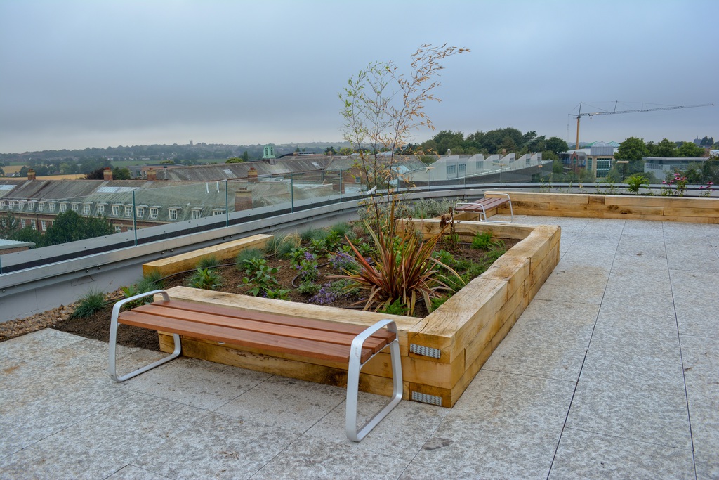 Outdoor furniture for university library's roof terrace | Artform Urban ...