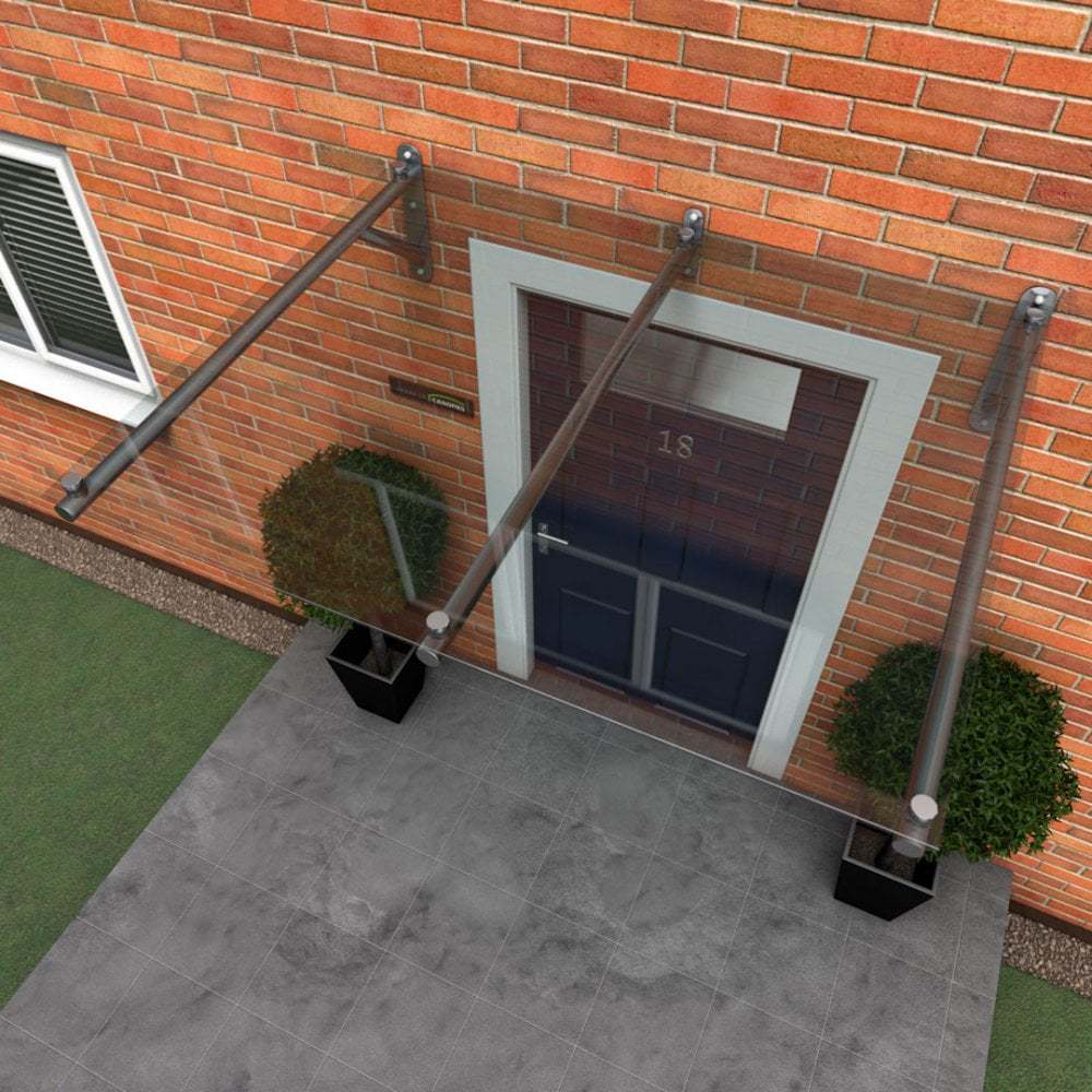 Type K flat glass door canopy with gallows brackets | House of Canopies ...