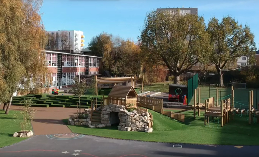 Outdoor play area for London primary school | Timotay Playscapes | ESI ...
