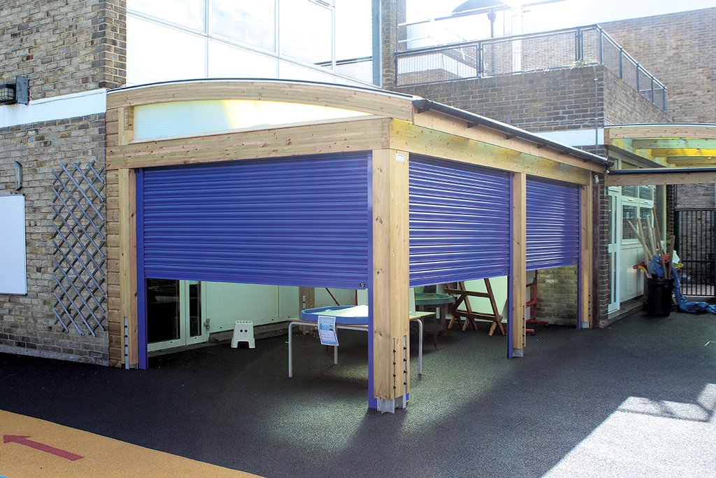 Two roller-shutter canopies | Setter Shelters | ESI External Works