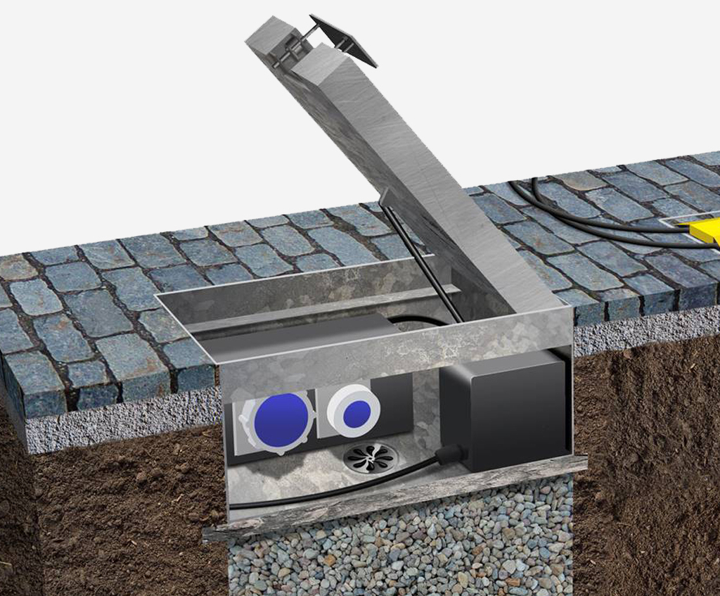 In ground units provide outdoor power at leisure complex | Pop Up Power ...