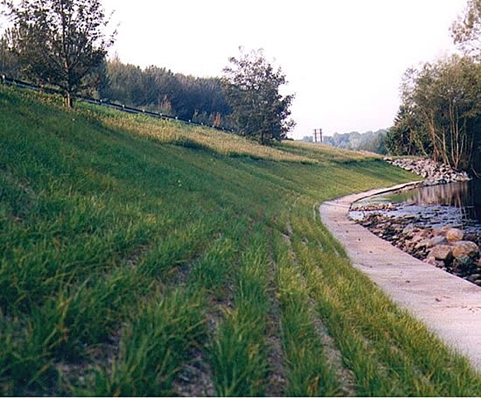 River embankment adjacent to the A484 Gresford, Wales | Grass Concrete ...