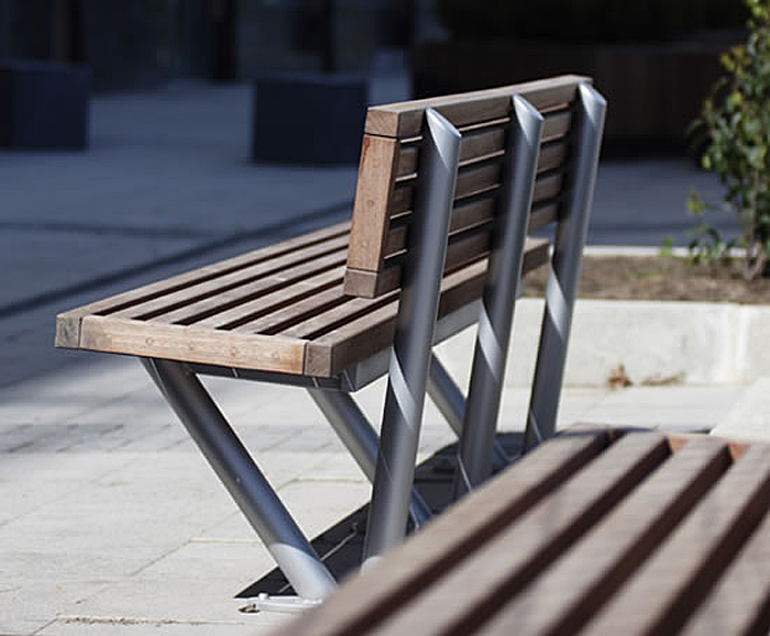 s31 - stainless steel and timber seat | Omos | ESI External Works