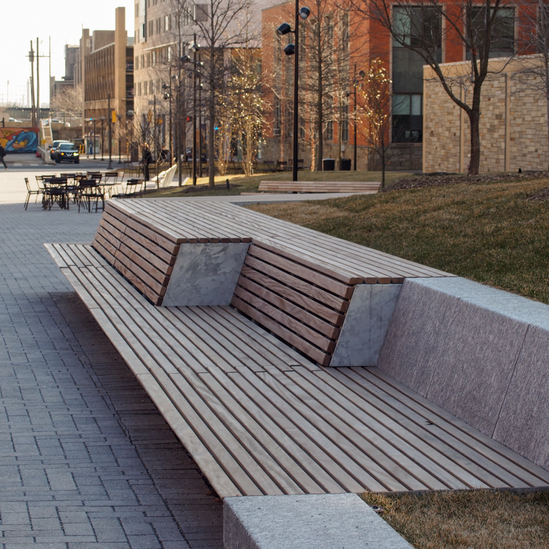 Extra-long seating elements for university campus | Streetlife | ESI ...