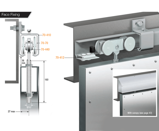 Series 70 straight sliding door gear (600kg) | Runners Sliding Door ...
