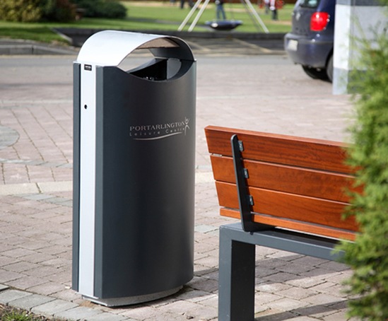 s16 - steel litter bin with ashtray, 115 litres | Omos | ESI External Works