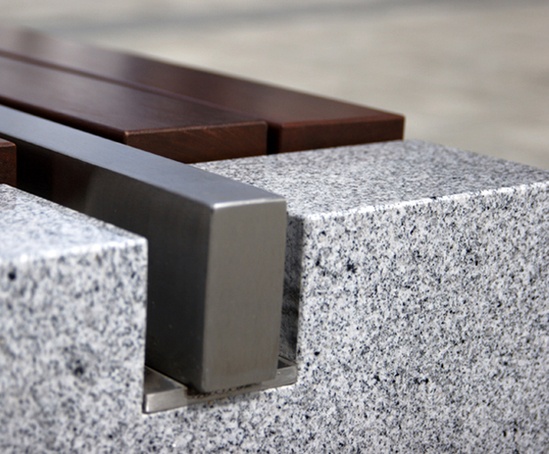s83 - cut granite, 316 stainless steel and timber bench | Omos | ESI ...