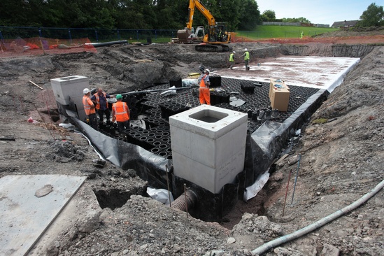 Cellular stormwater management in Academy SuDS design | ACO Water ...