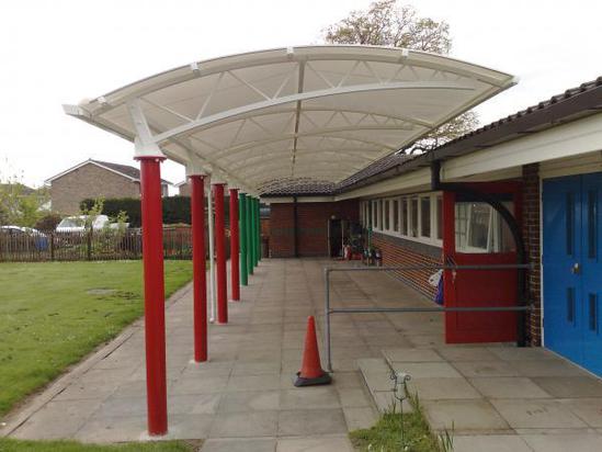 Oxford cantilever canopy shelter | Clovis Canopies | ESI External Works