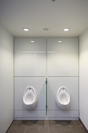 Maxwall duct panelling | Maxwood Washrooms | ESI Interior Design